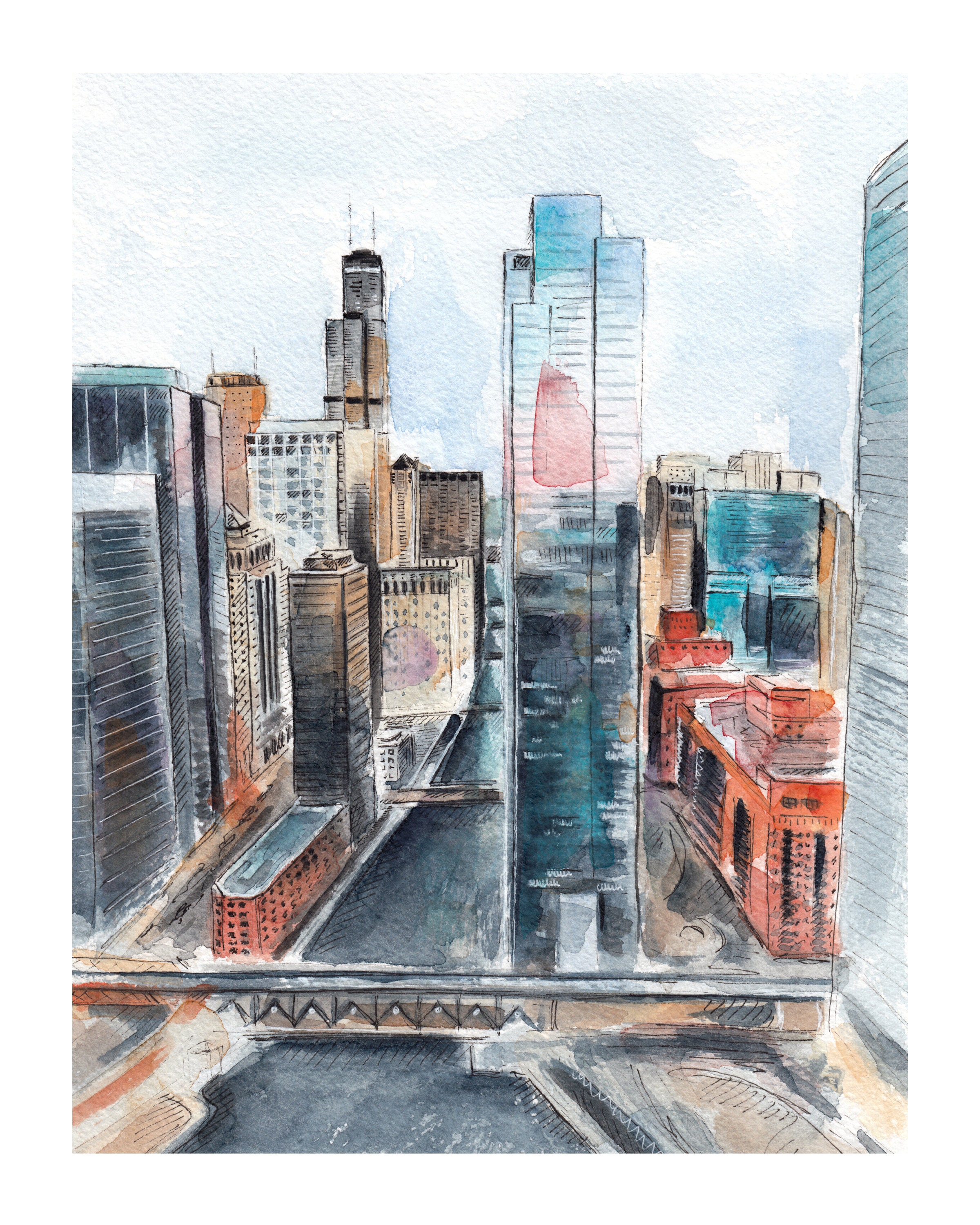 Chicago Print Chicago Poster Chicago Wall Art Chicago Sketch | Etsy