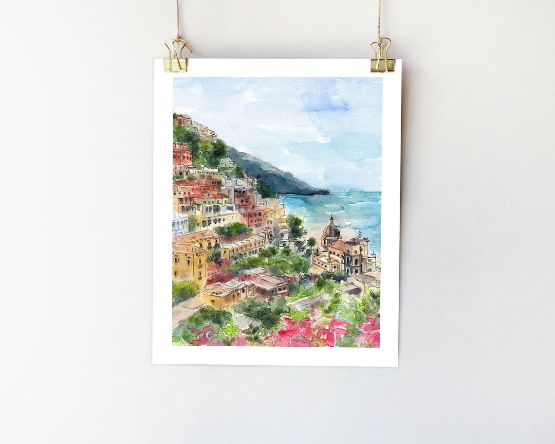 Positano Print Positano Painting Italy Poster Italy Wall Art - Etsy
