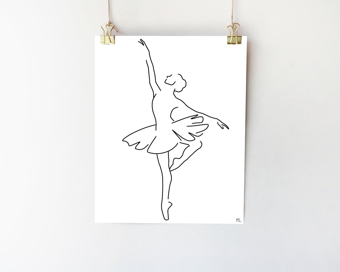 Ballerina Art Printable One Line Ballerina Drawing Ballerina | Etsy