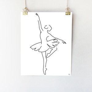Ballerina Art Printable One Line Ballerina Drawing Ballerina Ink Sketch ...