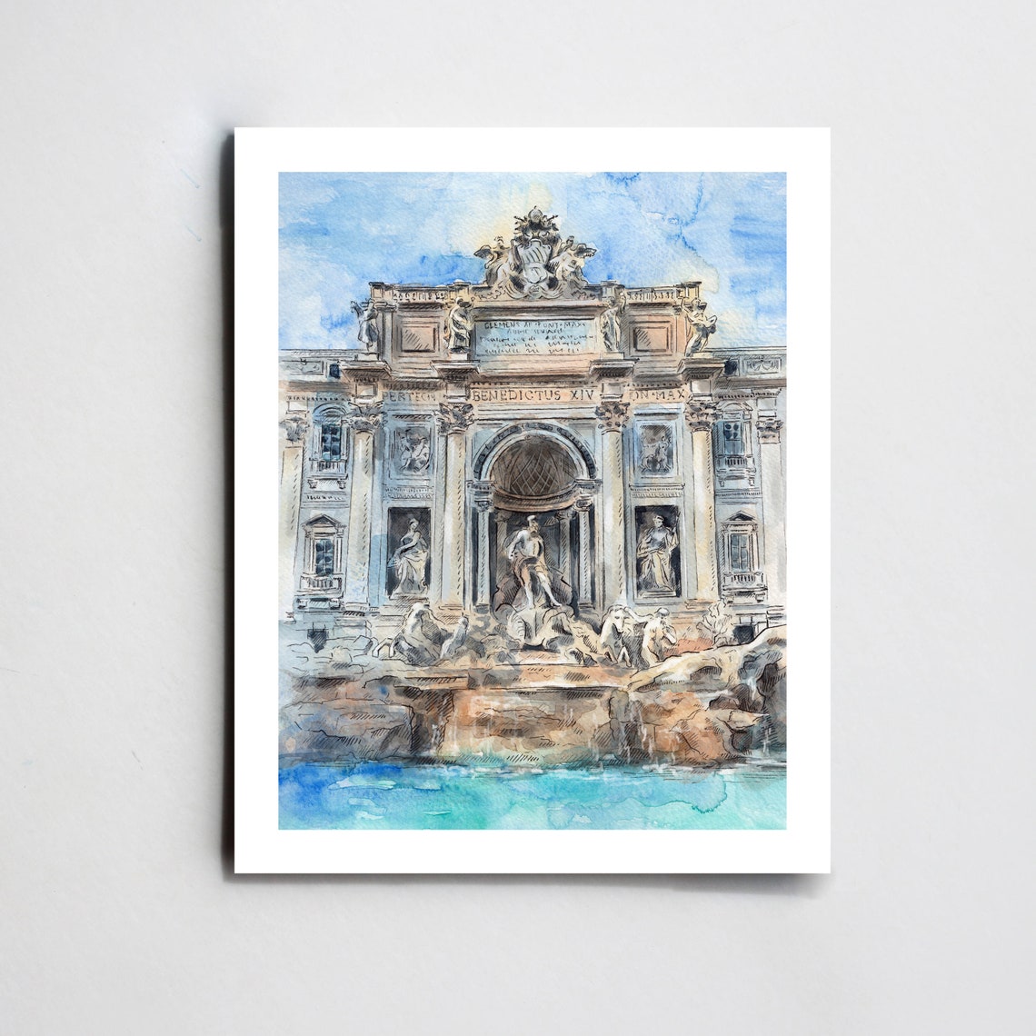 Rome Print Trevi Fountain Art Italy Wall Art Rome Sketch Rome | Etsy