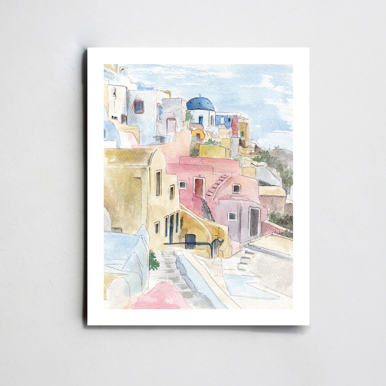 Santorini Print Santorini Art Greece Wall Art Santorini Sketch - Etsy ...