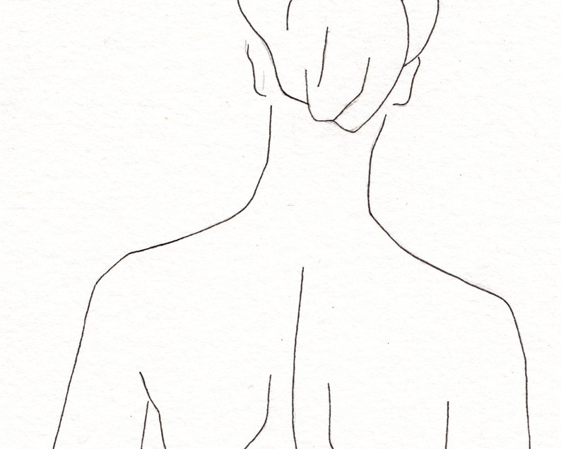 Woman Silhouette Drawing. Line Drawing Minimal Art. Woman Back - Etsy