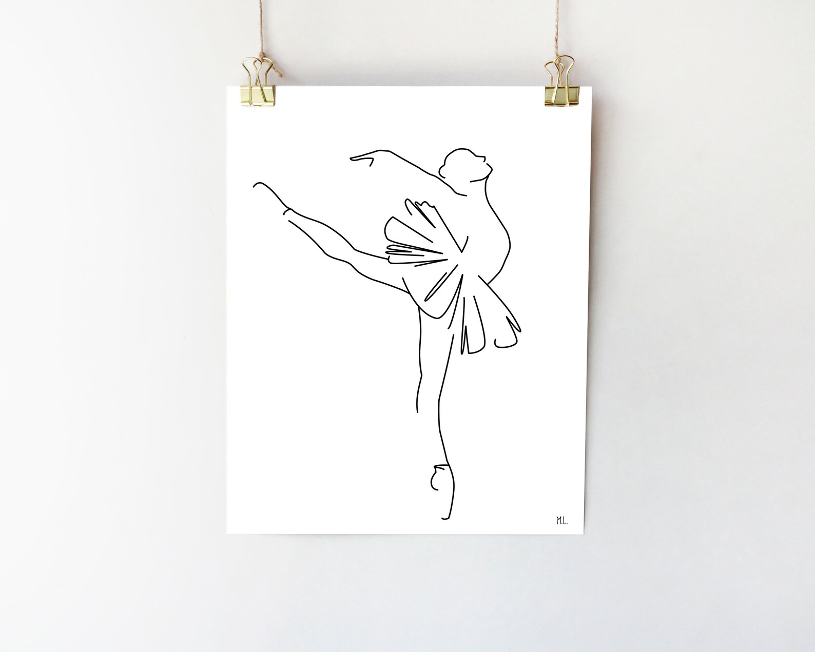 Printable One Line Ballerina Drawing Ballerina Ink Sketch | Etsy