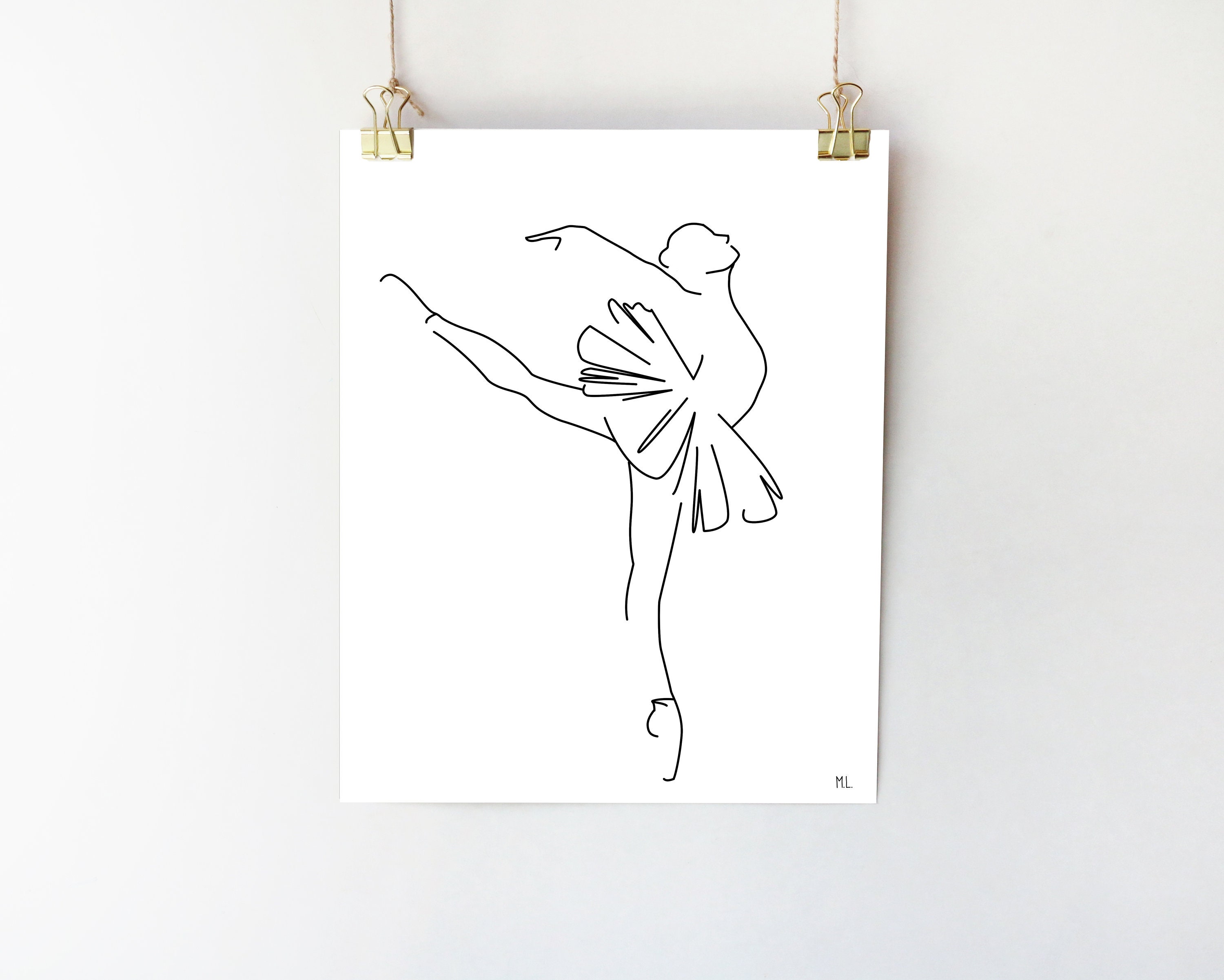 Printable One Line Ballerina Drawing Ballerina Ink Sketch - Etsy