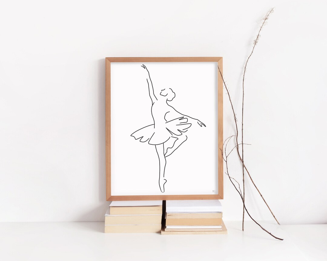 Ballerina Art Printable One Line Ballerina Drawing Ballerina Ink Sketch ...