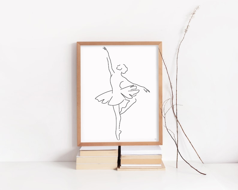 Ballerina Art Printable One Line Ballerina Drawing Ballerina | Etsy
