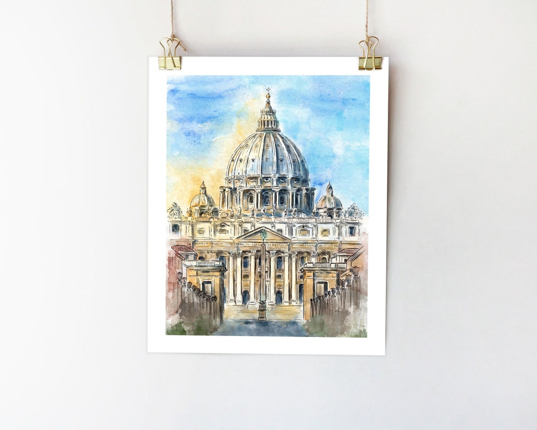 Vatican Painting Vatican City Print Rome Print St Peter's Basilica ...