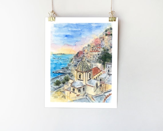Positano Print Positano Painting Positano Wall Art Italy - Etsy