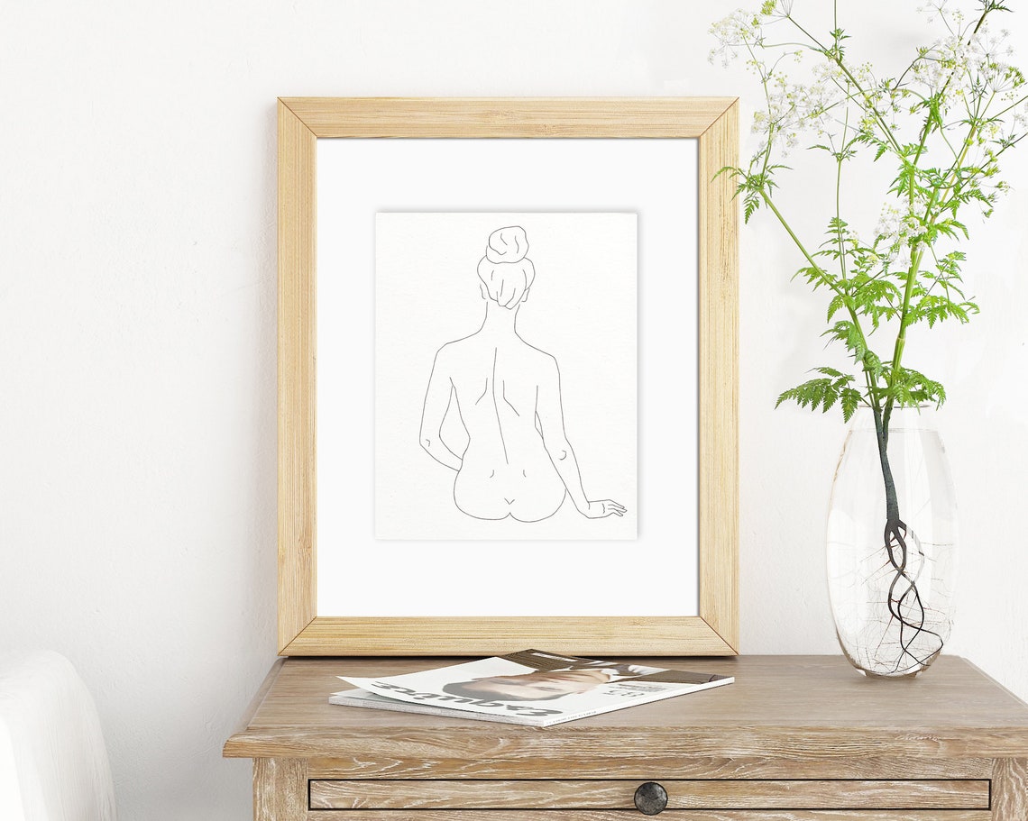 Woman Silhouette Drawing. Line Drawing Minimal Art. Woman Back - Etsy
