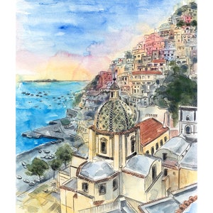 Positano Print Positano Painting Positano Wall Art Italy Poster Italy ...