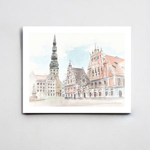 Riga Latvia Art Riga Poster Riga Art Print House of Blackheads Painting ...