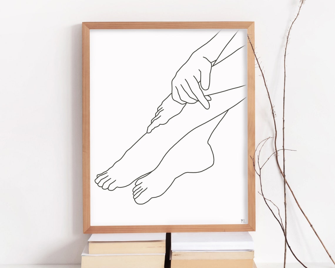 Minimalist Woman Body Line Art Print: Hands & Feet (digital Download ...