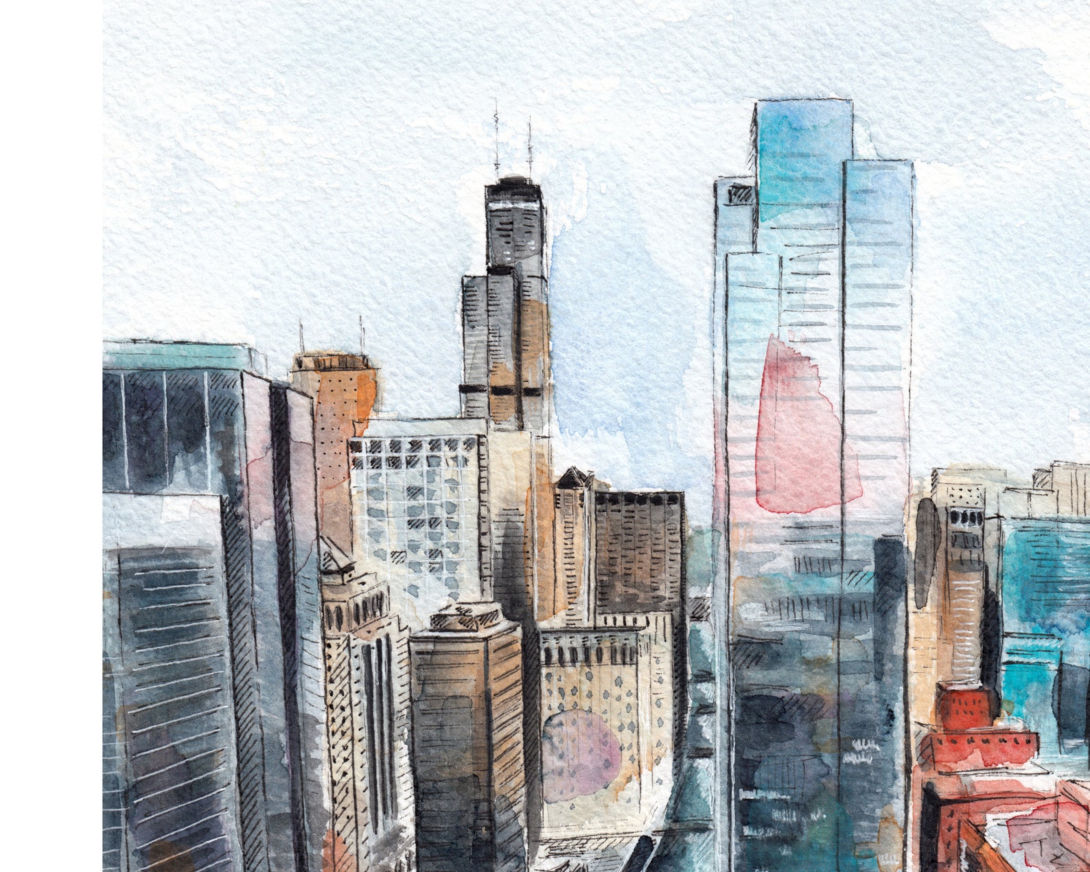 Chicago Print Chicago Poster Chicago Wall Art Chicago Sketch Chicago ...