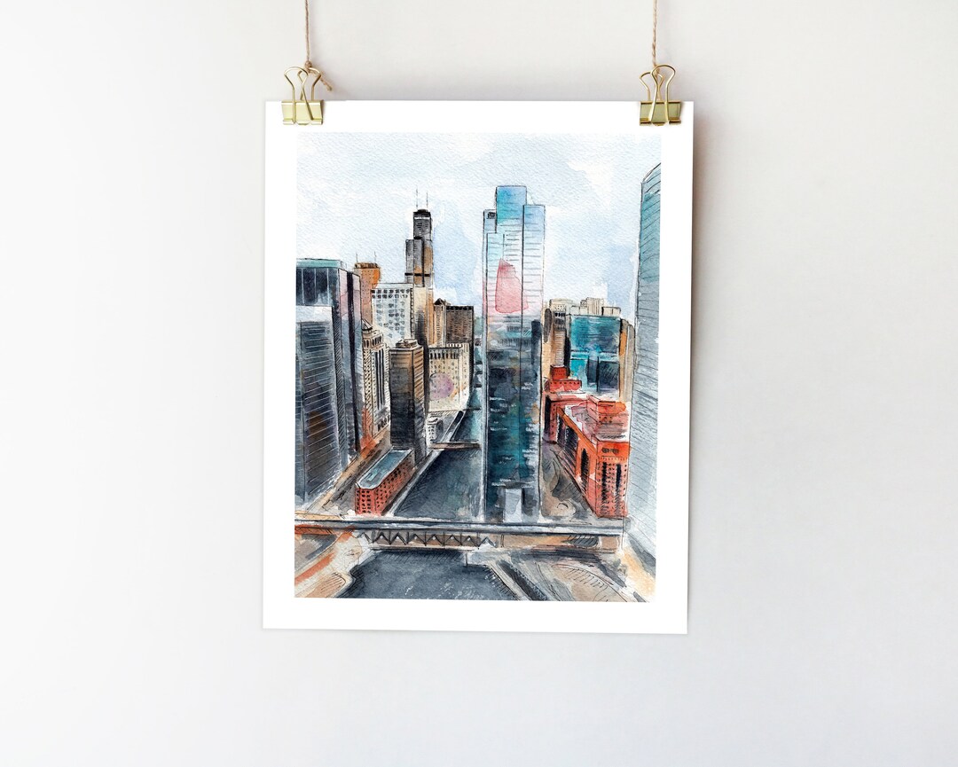 Chicago Print Chicago Poster Chicago Wall Art Chicago Sketch Chicago ...