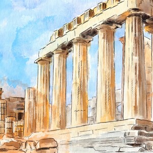 Athens Color Print Athens Wall Art Athens Greece Print Athens Painting ...