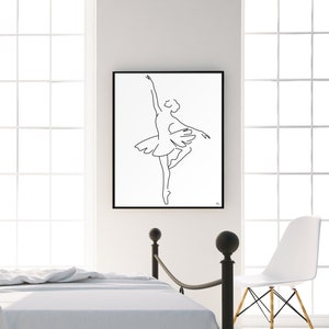 Ballerina Art Printable One Line Ballerina Drawing Ballerina Ink Sketch ...