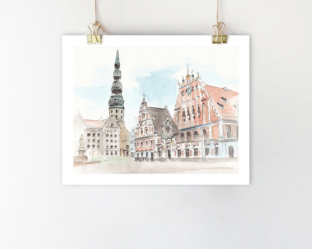 Riga Latvia Art Riga Poster Riga Art Print House of Blackheads Painting ...
