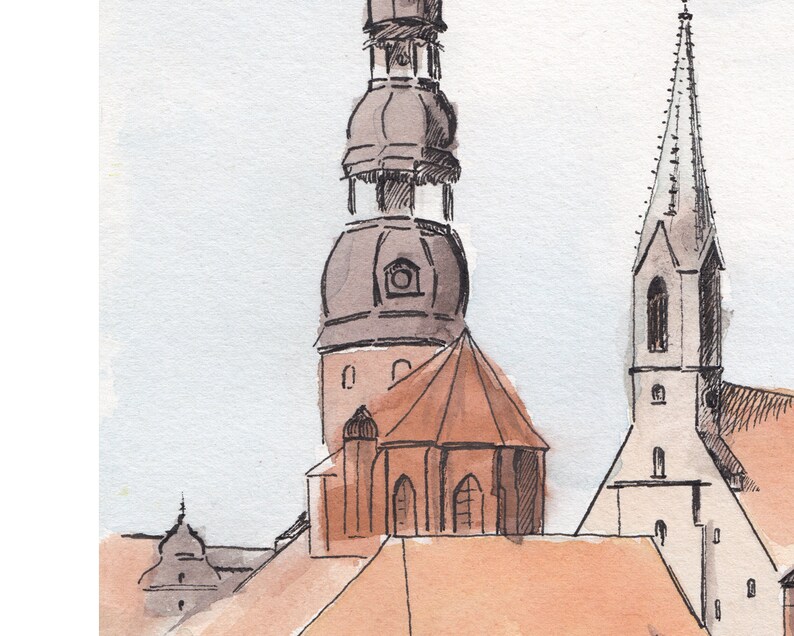 Riga Old Town Art Riga Latvia Poster Riga Art Print St | Etsy