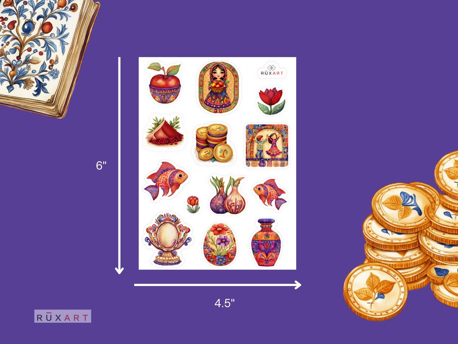 Nowruz Sticker Set (colorful Edition) 26 Stickers - Haftseen, Nowruz ...