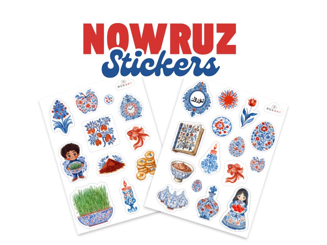 Nowruz Sticker Set (blue & Red Persian Pottery Edition) - Haftseen ...