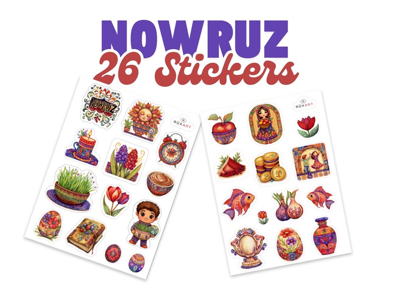 Nowruz Sticker Set (colorful Edition) 26 Stickers - Haftseen, Nowruz ...