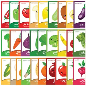 Farsi Flash Cards Printable Persian Names for Fruits and | Etsy