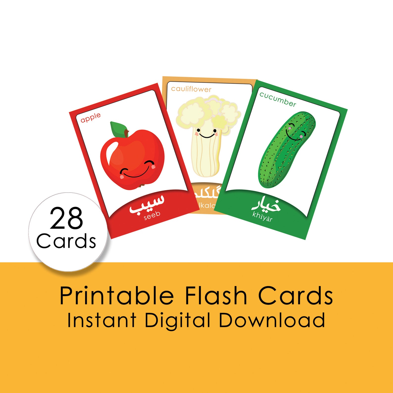 Farsi Flash Cards Printable Persian Names for Fruits and | Etsy