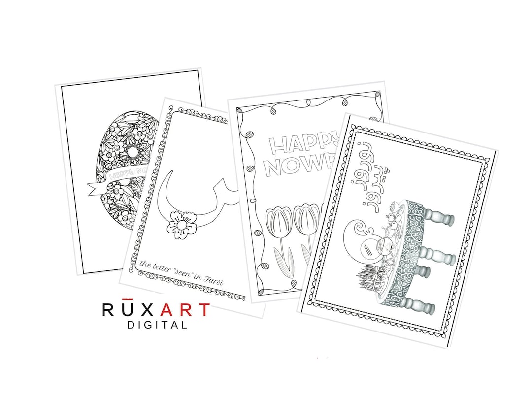 Nowruz Printable Coloring Pages - Set of 4 - Printable, Digital ...