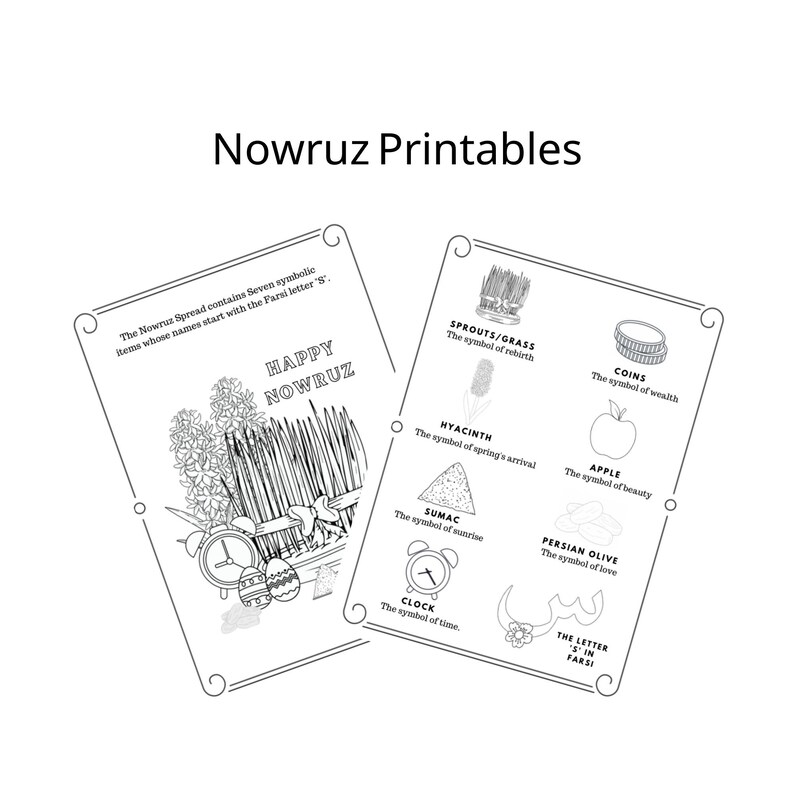 Nowruz Coloring Pages 2 Pages Printable Digital Download - Etsy