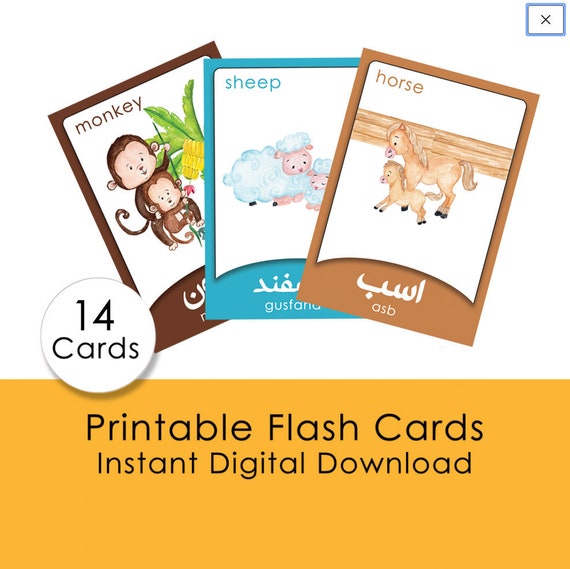 Farsi Flash Cards Printable Persian Names for Animals - Etsy Canada