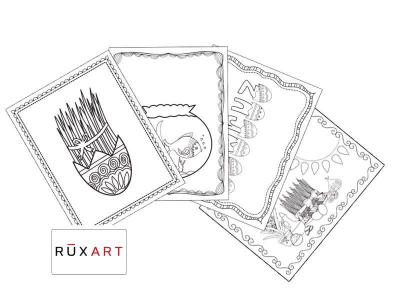 Nowruz Printable Coloring Pages Set of 4 Printable - Etsy