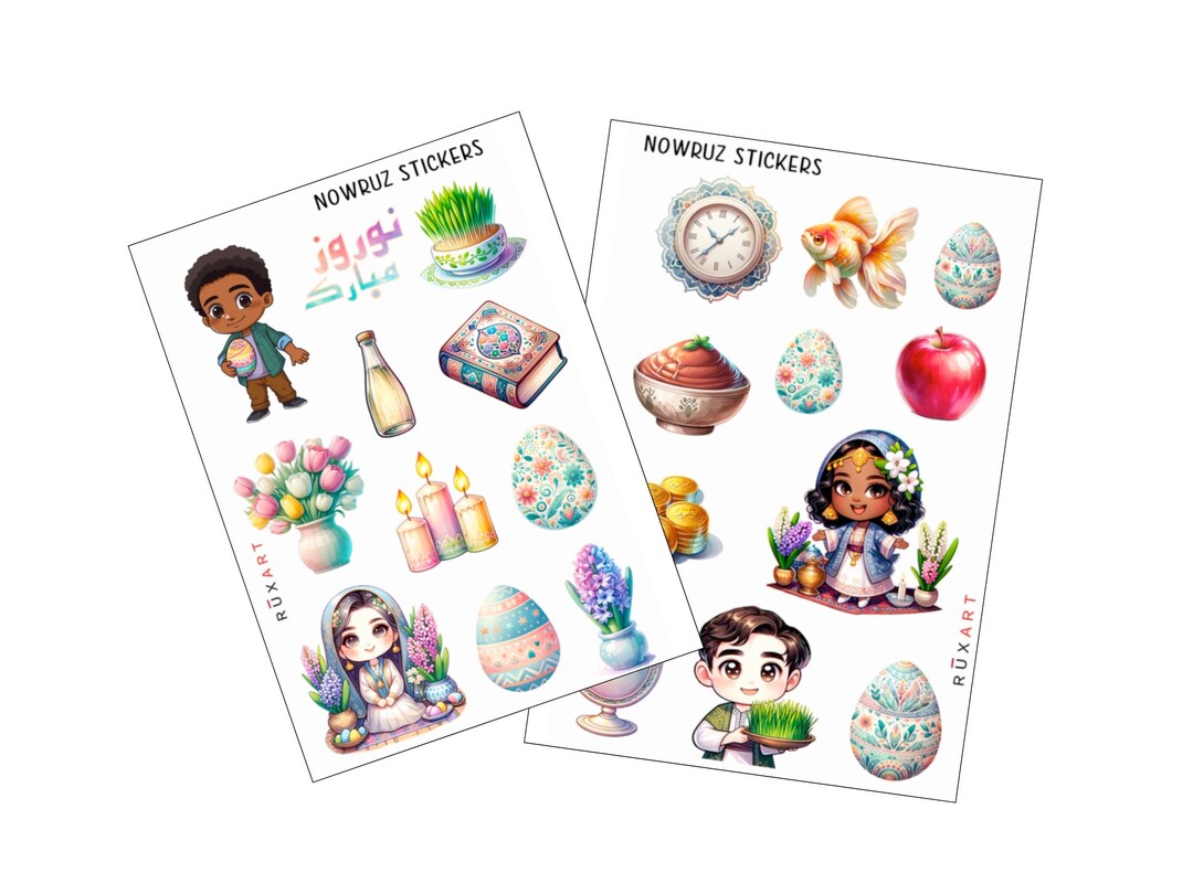 Nowruz Stickers Set Pastel Set 2 Sheets With Total of 22 Stickers ...