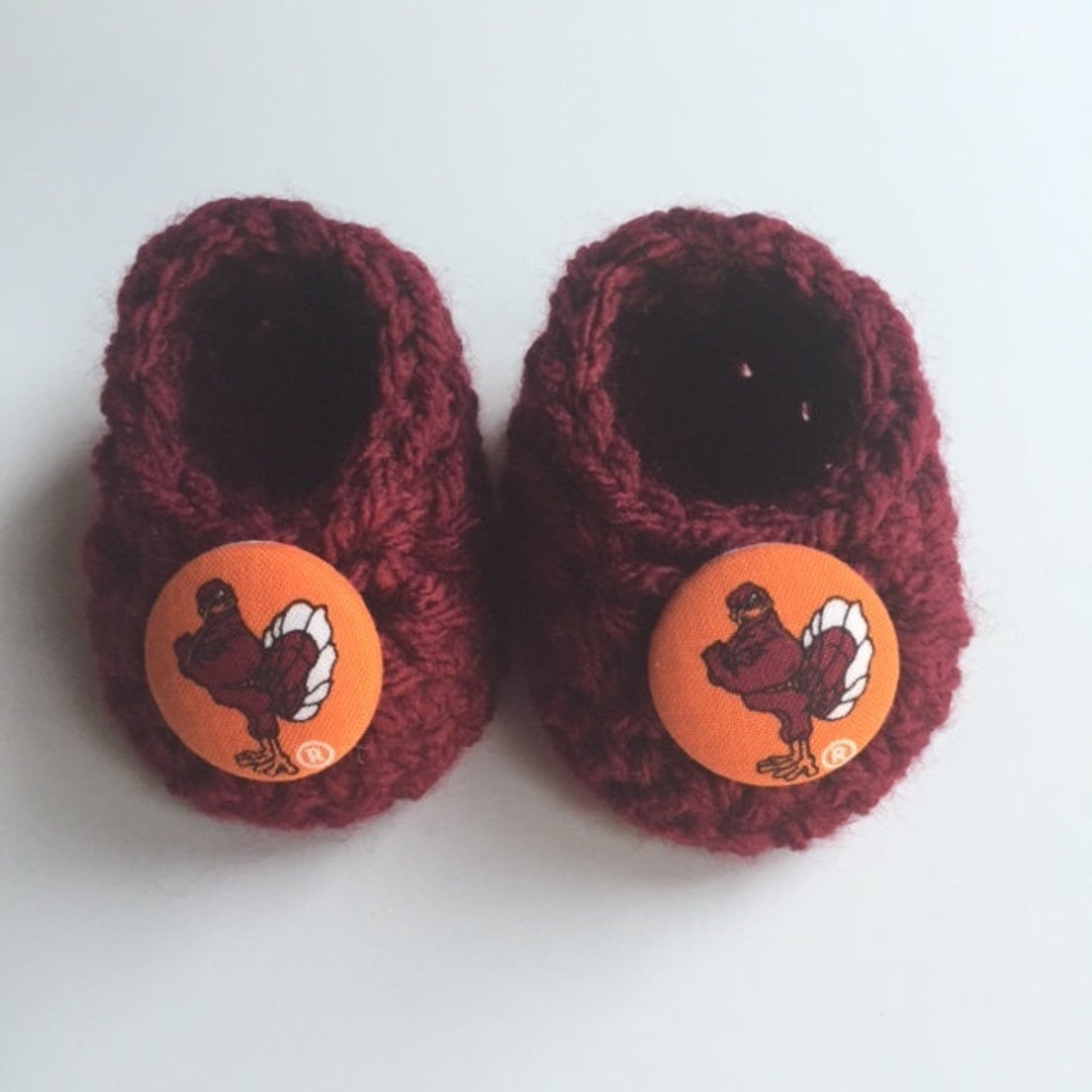 Virginia Tech Baby Booties, Baby Booties, Infant Shoes, Crochet Baby ...