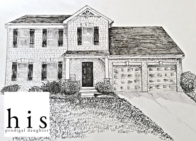 Pen and Ink House Sketch Custom House Portrait Custom House - Etsy
