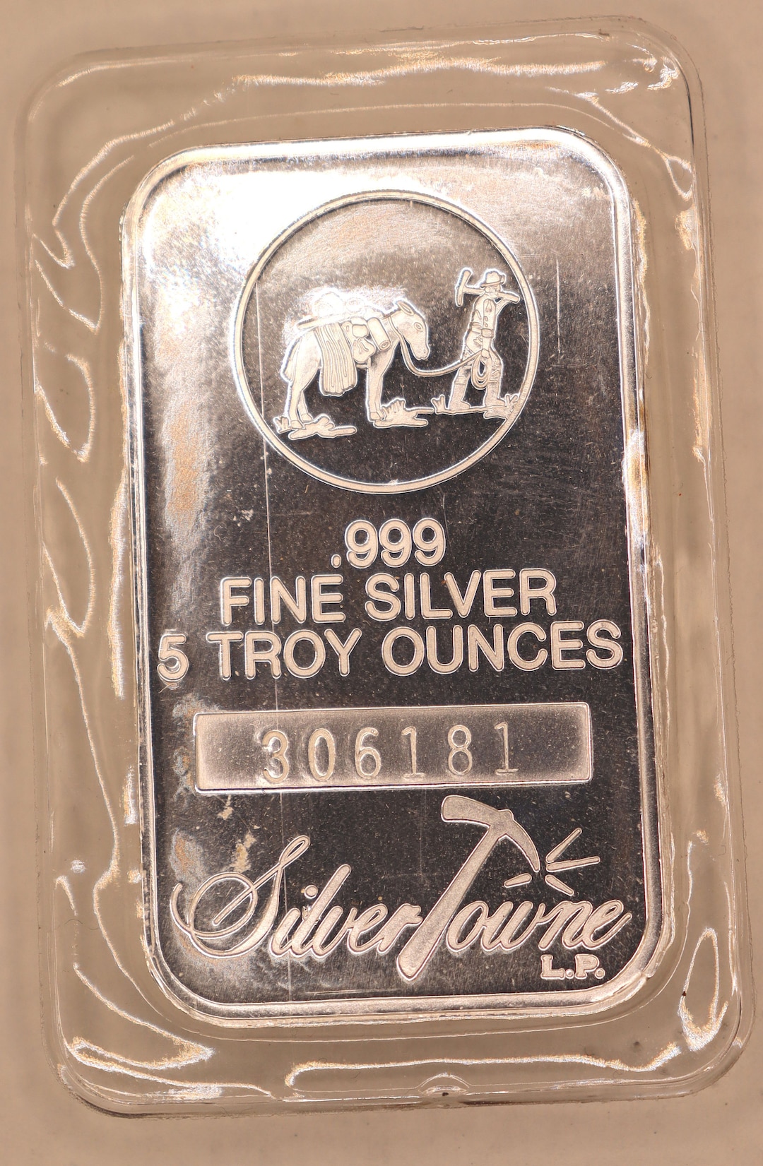 5 Oz Silvertowne Prospector Silver Bar 999 Pure Silver Sealed in ...