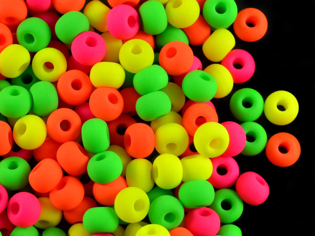 40pcs Czech Glass Pressed Beads Estrela Neon (UV Active) Pony 5,5mm MIX ...