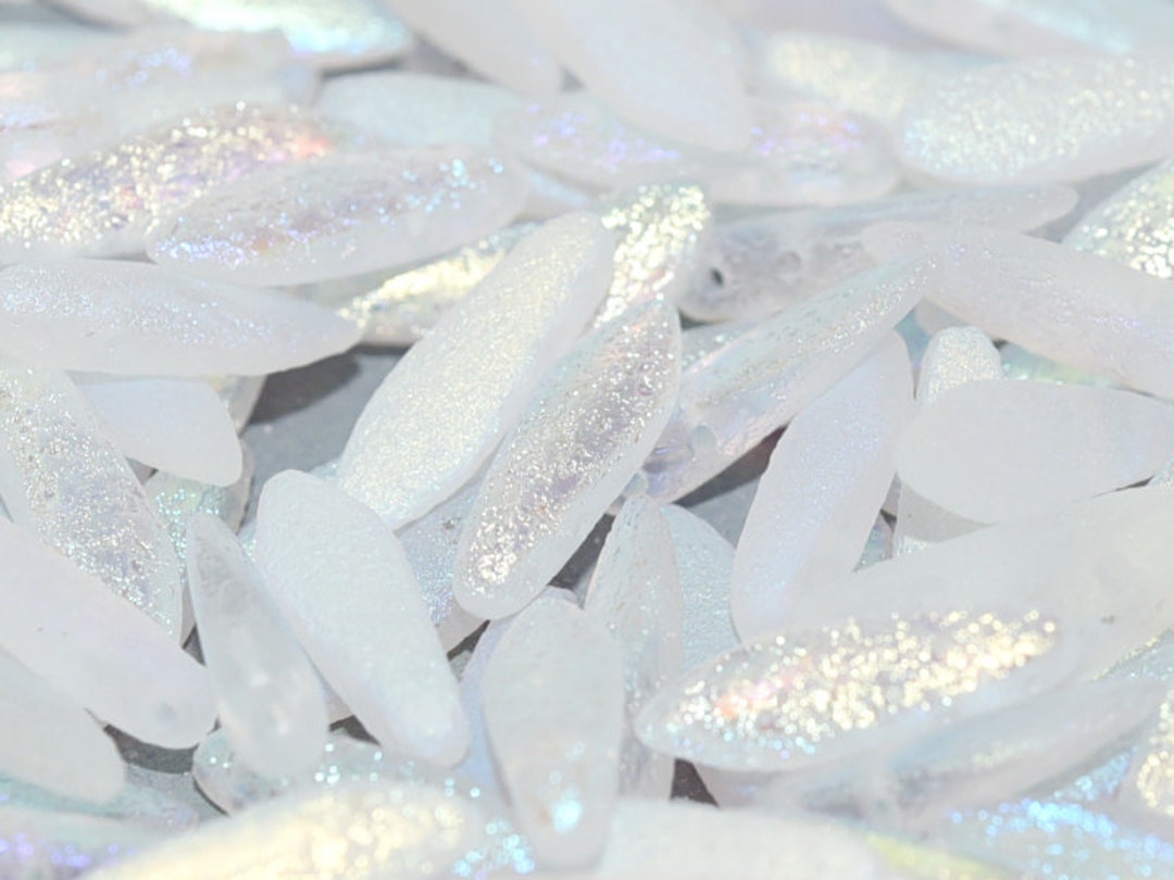 100 Pcs 2-hole Dagger Beads 5x16 Mm, Crystal Etched AB Full (00030/ ...