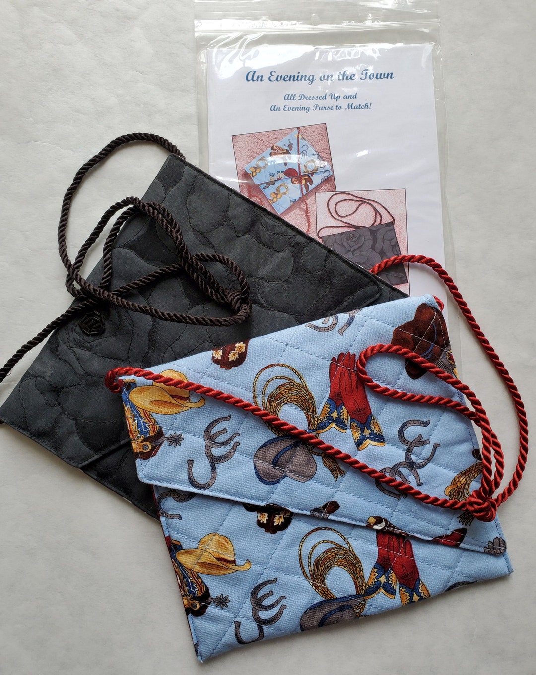 Two Quilted Evening Bags With Long Straps Handmade by EB Designs by ...