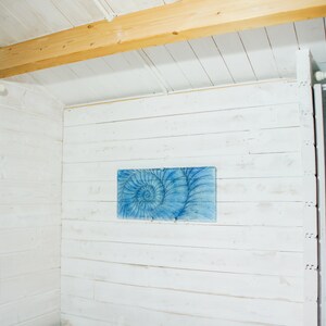 Large Ammonite Wall Art 56x26cm (22x10"), Blue Swirl Landscape Fossil ...