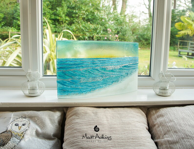 Glass Wave Stand Sun 44x26cm17x10 Teal Freestanding - Etsy