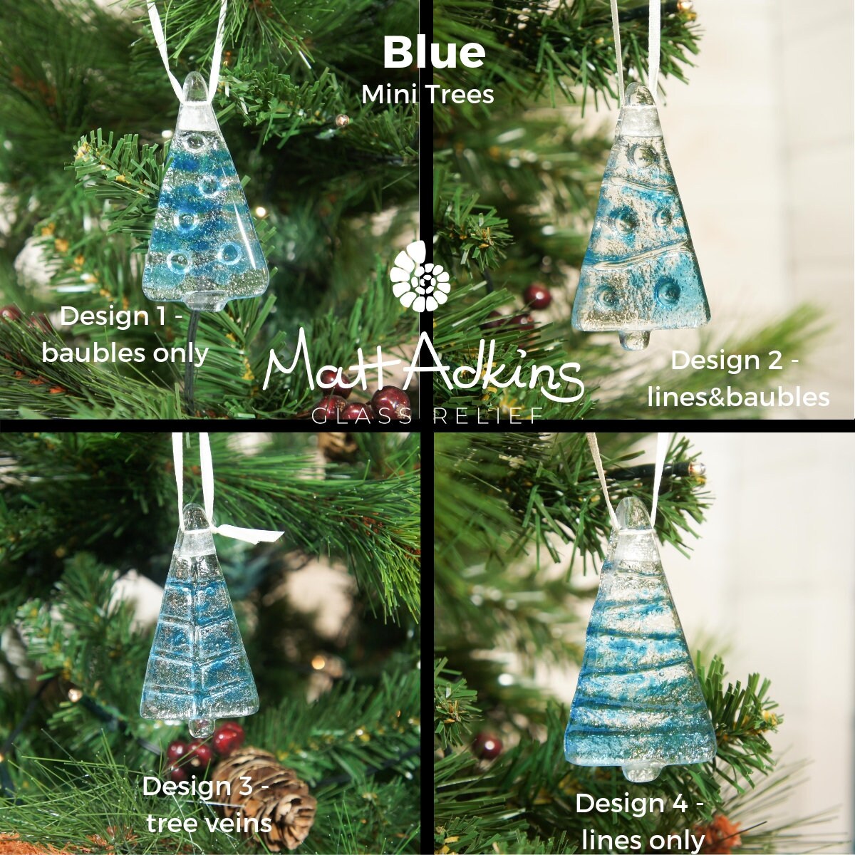 3 to 6 Mini blue glass tree 8cm 3 blue sea glass - Etsy Polska