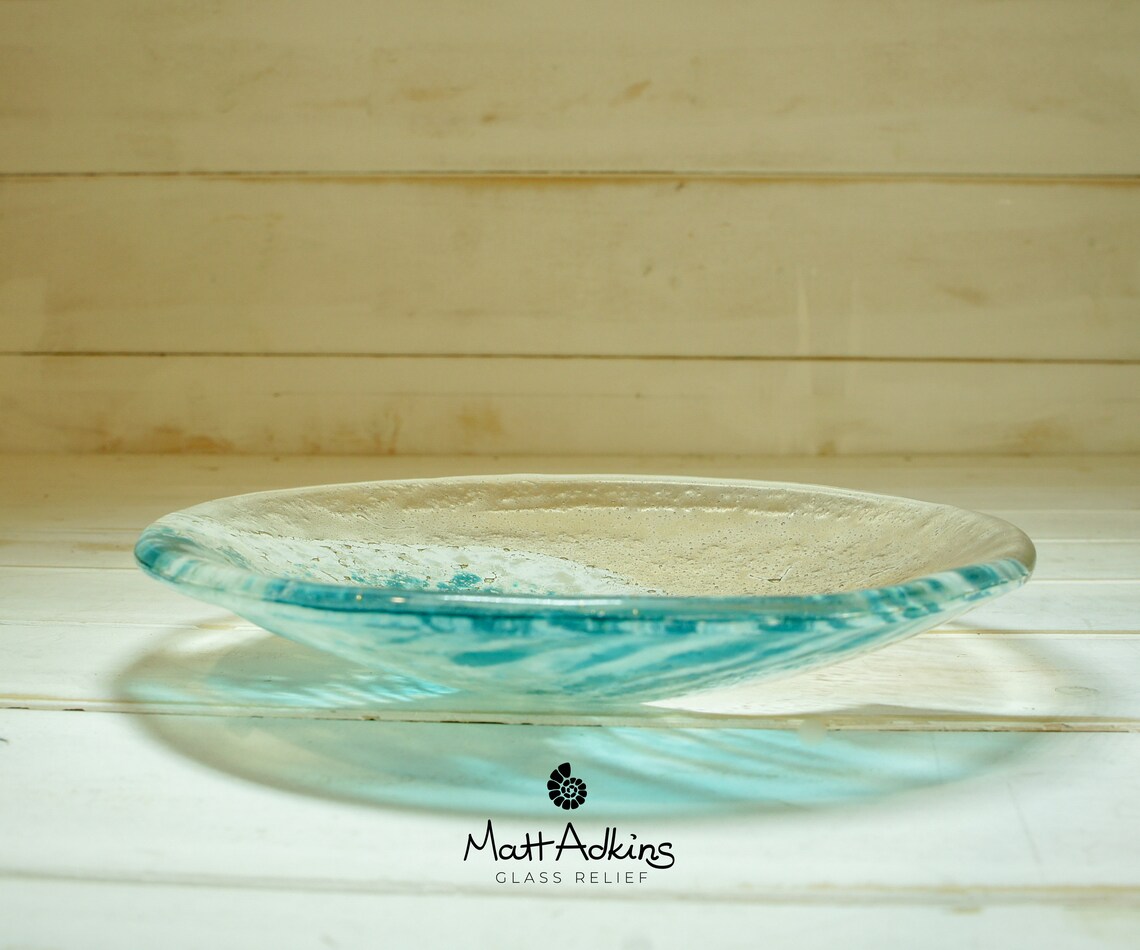 Teal Wave Bowl 20cm8 Turquoise Wave Sea Beach Fused | Etsy