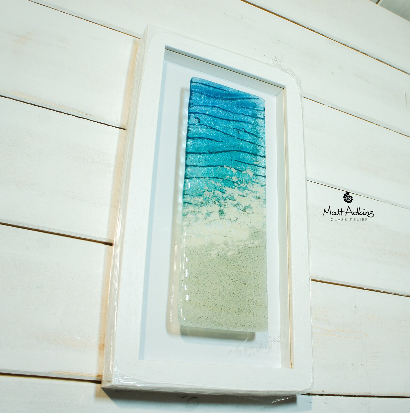 Paradise Frame Portrait 18x34cm(7x13"), Turquoise Seabed Ripple Beach ...