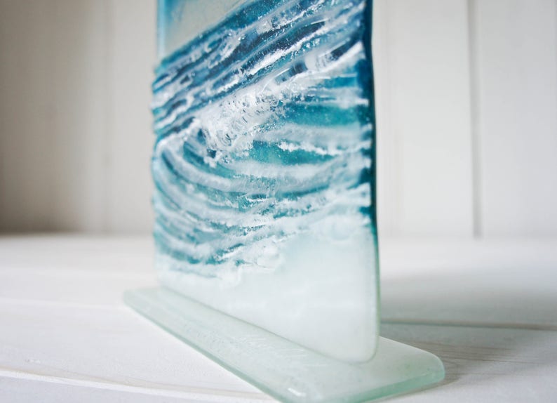 Rolling Wave Glass 15cm (6"), Glass Wave, Fused Glass Suncatcher ...