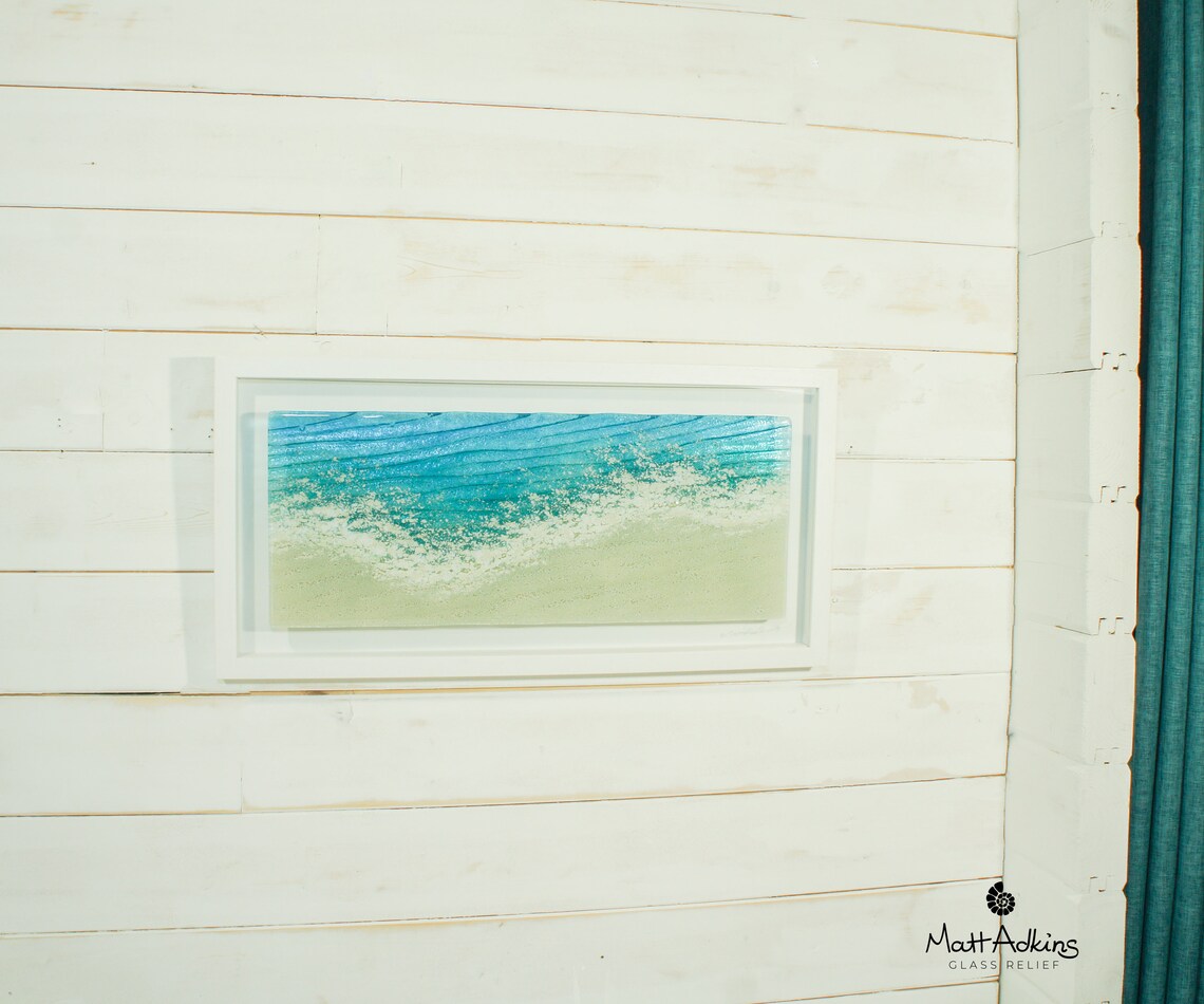 Large Paradise Frame 60x30cm(12x23 1/2"), Large Landscape Beach Fused ...