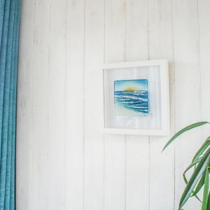 Wave in a Box Fused Glass Wave Wall Art Sun 25x25cm(10"), Turquoise ...