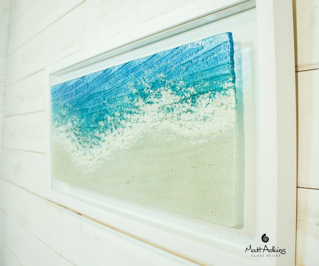 Large Paradise Frame 60x30cm(12x23 1/2"), Large Landscape Beach Fused ...