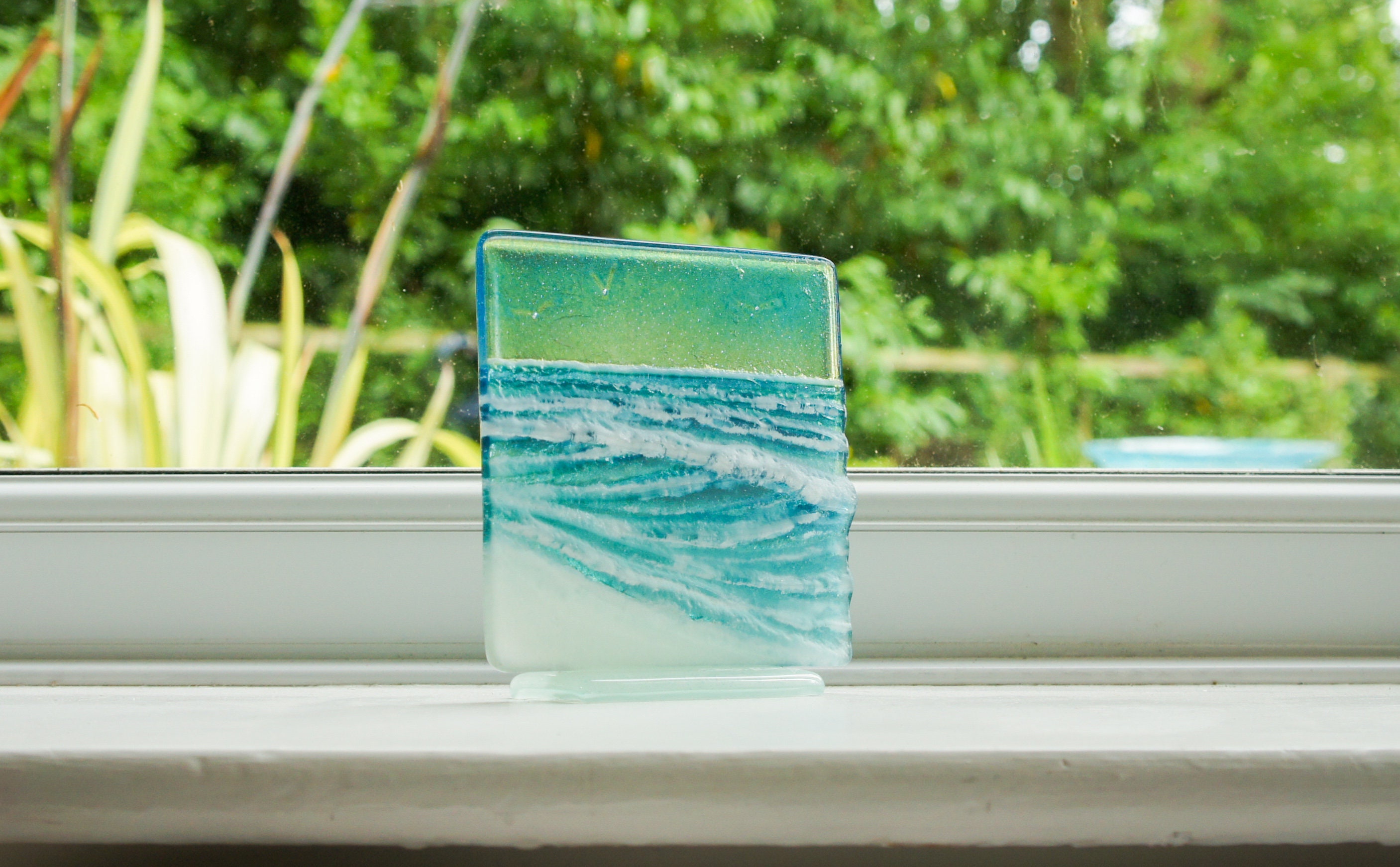 Wave Glass Art 12cm5 Fused Glass Freestanding Art | Etsy