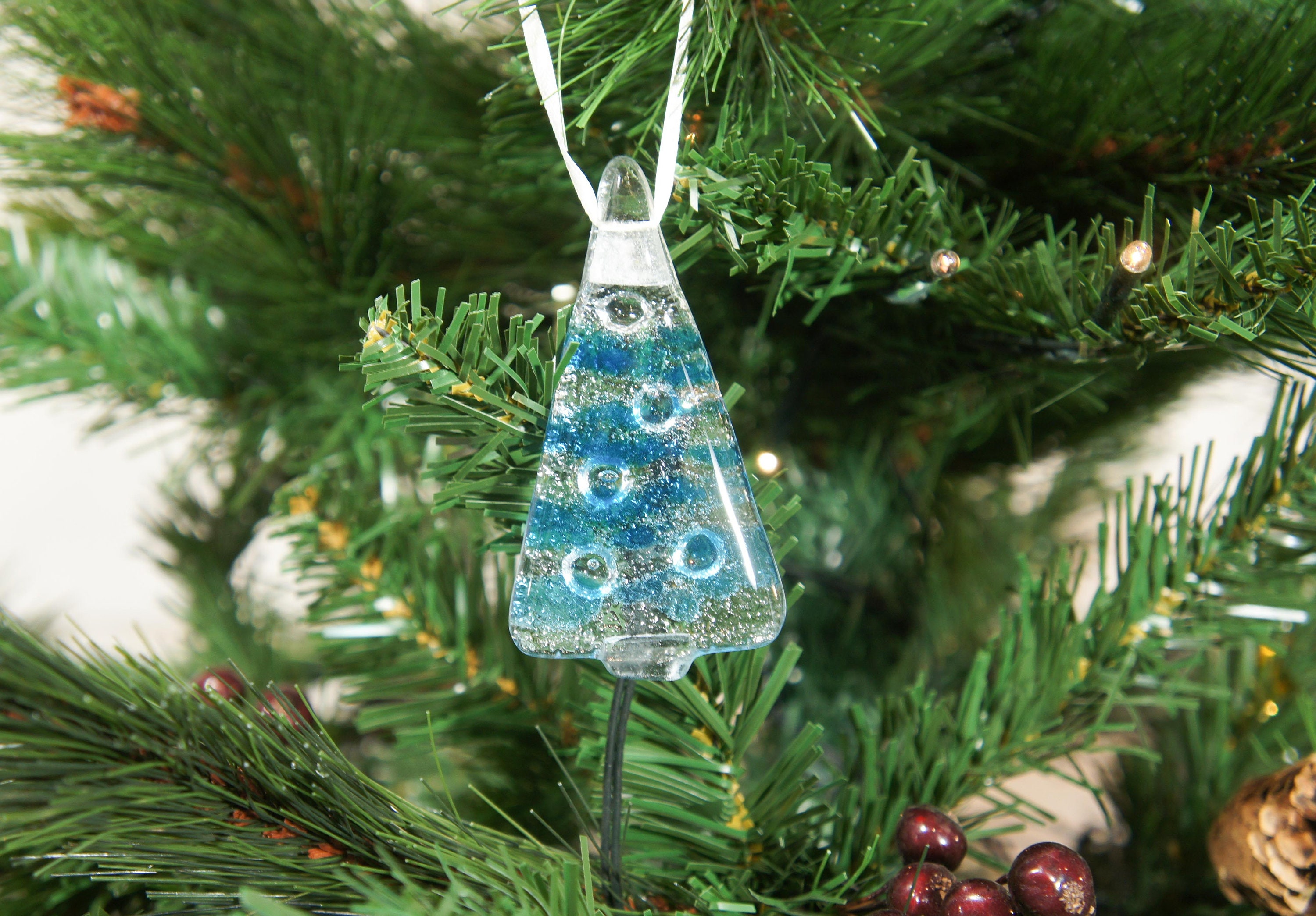 3 to 6 Mini blue glass tree 8cm 3 blue sea glass - Etsy Polska